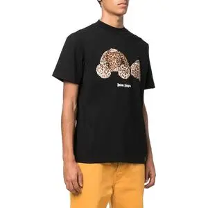 Palm Angels Leopard Bear Classic Tee 'black Brown - Black/brown
