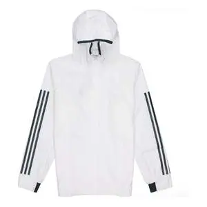 Adidas Hooded Sports Jacket With Striped Sleeves - White