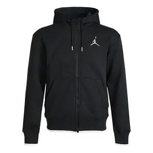 JORDAN Air Logo Print Hooded Zip-up Jacket - Black