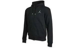 JORDAN Air Logo Print Hooded Zip-up Jacket - Black
