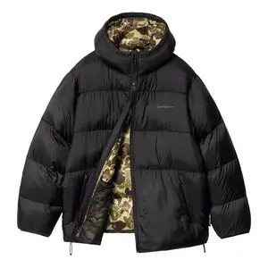 Carhartt Work In Progress Padded Zip-up Jacket With Camouflage Lining - Black
