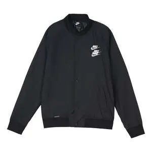 Nike Alphabet Logo Printing Woven Casual Jacket Da0648-010 - Black