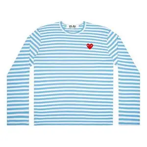 Play Comme Des Garcon Striped Long Sleeve T-shirt - Blue