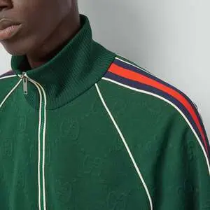 Gucci Gg Jacquard Jersey Zip Jacket - Green