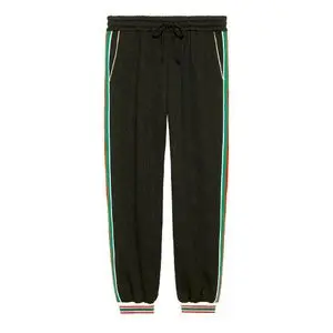 Gucci Classic Red Green Gg Knit Jogging Sports Pants - Black