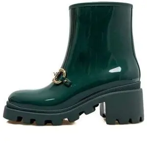 Gucci Rubber Ankle Boot With Horsebit Detailing - Dark Green