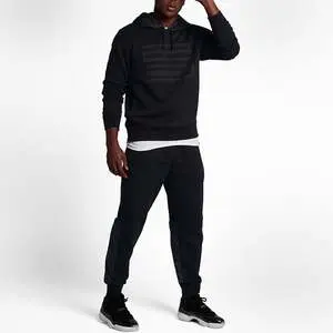 JORDAN Sw Aj11 Hybrid Logo Loose Fleece Lined Bundle Feet Sports Pants - Black