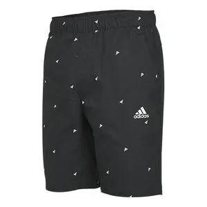Adidas All Over Print Logo Athleisure Shorts - Black