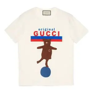 Gucci Bear Decorated Letter Short Sleeve T-shirt - White