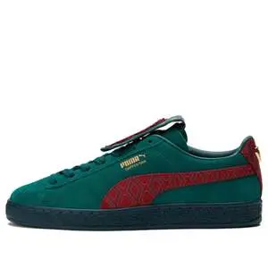 PUMA Dapper Dan Jacquard Print Suede Sneakers - Varsity Green/intense Red