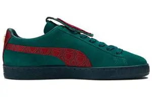 PUMA Dapper Dan Jacquard Print Suede Sneakers - Varsity Green/intense Red