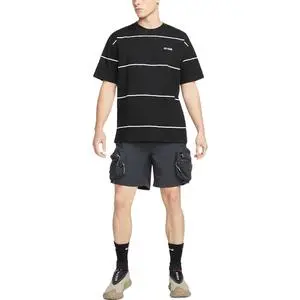 Nike Ss22 Stripe Round Neck Pullover Short Sleeve Black - Multi-color