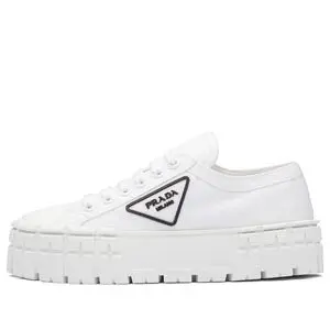 Prada Double Wheel Re-nylon Gabardine Sneakers - White/black