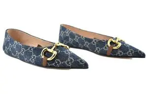 Gucci Horsebit Denim Ballet Flats