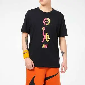 Nike Basketball Sports Contrasting Colors Printing Round Neck Short Sleeve