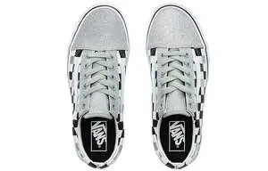 VANS Old Skool Glitter Checkerboard Sneakers - Silver/black/white