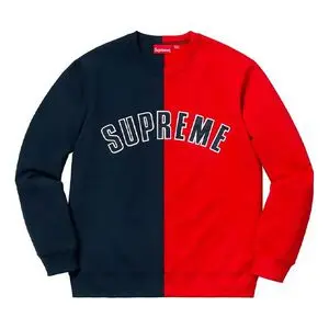 Supreme Split Crewneck Sweatshirt - Navy Blue/red