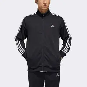 Adidas Track Jacket With Stand Collar And Signature Stripes