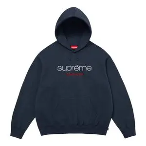 Supreme Classic Logo Hooded Sweatshirt - Navy