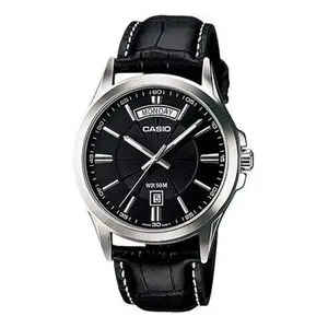 Casio Analog Quartz Leather Strap Watch - Black
