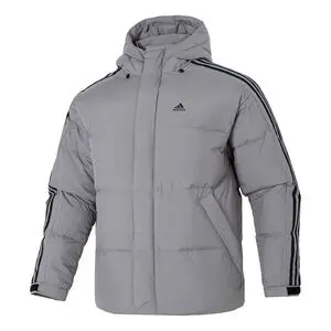 Adidas 3-stripe Puff Down Coat - Grey/black