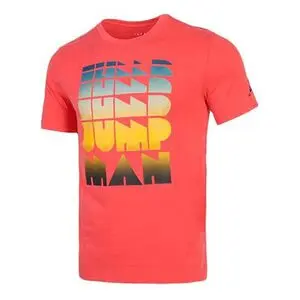JORDAN Gradient Multi-color Alphabet Washed Round Neck Short Sleeve