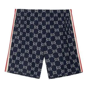 Gucci Jacquard Monogram Shorts With Contrast Stripes - Blue