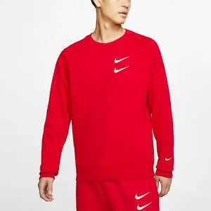 Nike Embroidered Fleece Lined Crewneck Pullover - Red