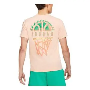 JORDAN Dna Logo Geometry Pattern Printing Round Neck Short Sleeve Orange Pink - Default Color