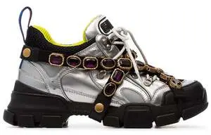 Gucci Flashtrek Embellished Sneakers - Silver