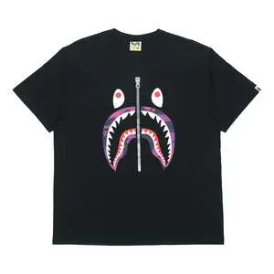 A BATHING APE Shark Face Half-zip T-shirt - Black