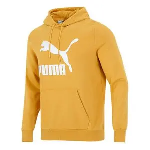 PUMA Classics Logo Printing Pullover Sports Hoodie - Yellow