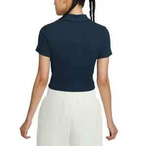 Nike Essential Cropped Polo Shirt - Dark Blue