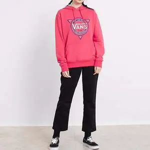 VANS Casual Sports Printing Hooded Drawstring Hoodie - Rose Red