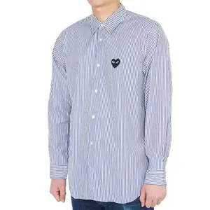 Play Comme Des Garcon Black Emblem Striped Button Down Shirt
