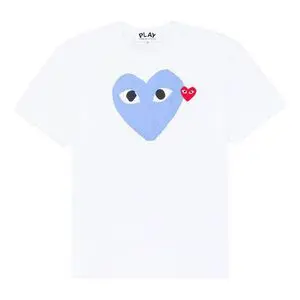 Play Comme Des Garcon Red Emblem Heart T-shirt - White/blue