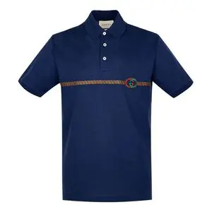 Gucci Logo-embroidered Polo Shirt - Navy
