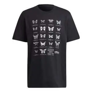 Adidas Originals Butterfly Printing Casual Sports Loose Short Sleeve Black T-shirt - Default Color