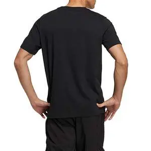 Adidas Printing Logo Solid Color Round Neck Short Sleeve Black T-shirt