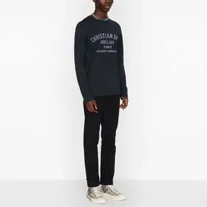 Dior Letter Print Round Neck Long Sleeve For Navy