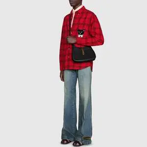 Gucci Check Wool Shirt With Cat Patch