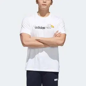 Adidas Neo X Yellow Crossover Logo Printing Round Neck Short Sleeve - White