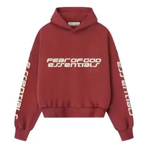 Fear Of God Cropped Relaxed Hoodie - Crimson