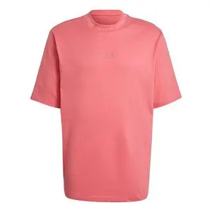 Adidas Originals Rib Detail Tee Sports Round Neck Short Sleeve - Rose Red