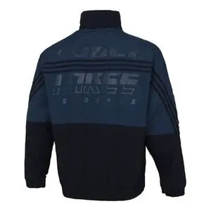Adidas Sporty Stripes Stand Collar Zip-up Jacket - Blue