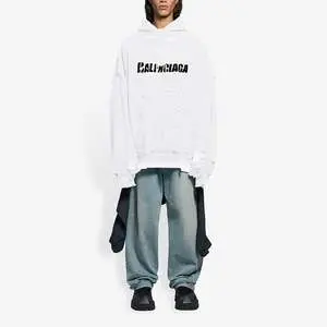 Balenciaga Destroyed Logo Hoodie - White