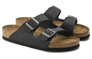 BIRKENSTOCK Arizona Oiled Nubuck Leather Narrow Fit Sandals - Black