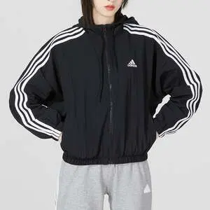 Adidas Essentials 3-stripes Woven Windbreaker - Black/white