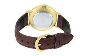 Casio Quartz Water Resistant Analog Watch With Leather Strap - Brown