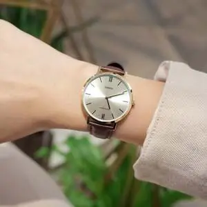 Casio Quartz Water Resistant Analog Watch With Leather Strap - Brown